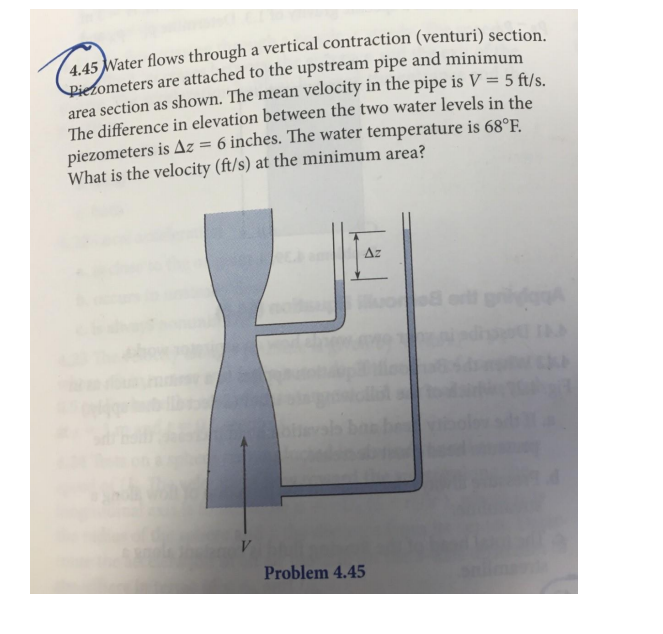 Solved 4.45 Water flows through a vertical contraction | Chegg.com
