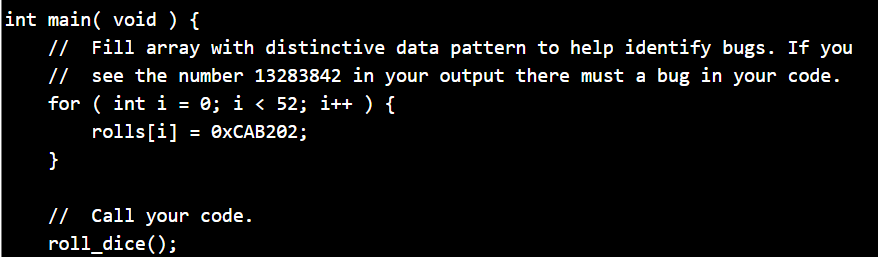 Solved Complete the implementation of the roli_dice | Chegg.com