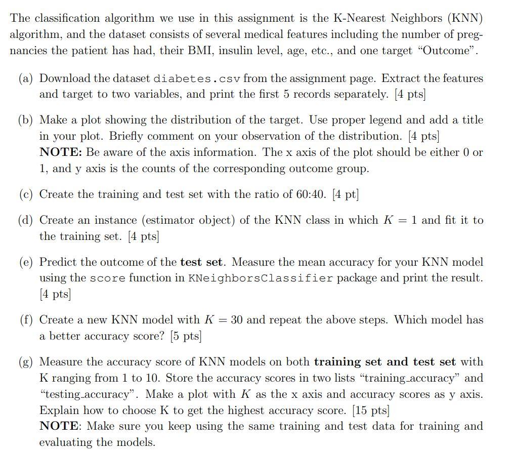 Solved Question 2: K-Nearest Neighbors (KNN) Coding | Chegg.com