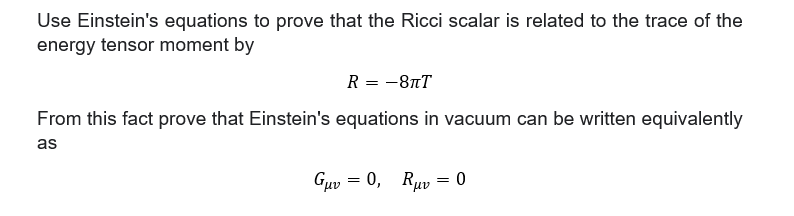 Solved Please I need an expert in general relativity, solve | Chegg.com