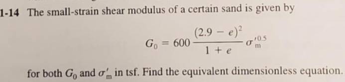 Solved 14 The small-strain shear modulus of a certain sand | Chegg.com