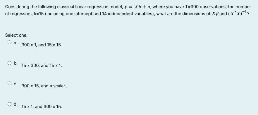 Solved Considering the following classical linear regression | Chegg.com