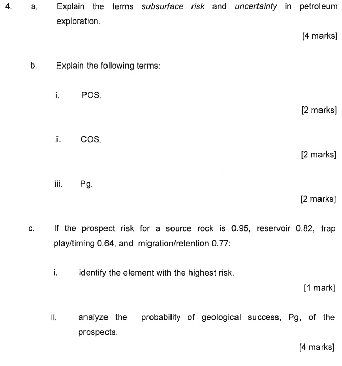 4. 4. a Explain the terms subsurface risk and | Chegg.com