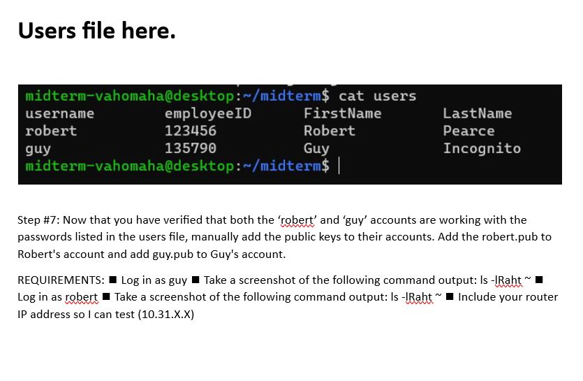 Solved Users file here. Step \#7: Now that you have verified | Chegg.com