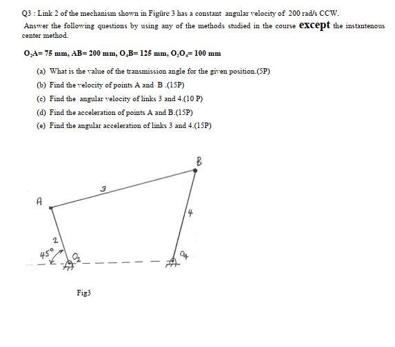 Solved Q3: Link 2 of the mechanism shown in Figüre 3 has a | Chegg.com