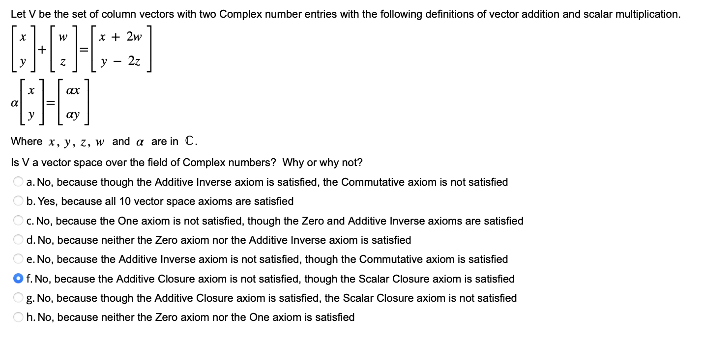 Solved [xy]+[wz]=[x+2wy−2z]α[xy]=[αxαy] Where x,y,z,w and α | Chegg.com