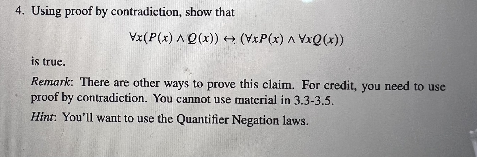 4. Using proof by contradiction, show that | Chegg.com