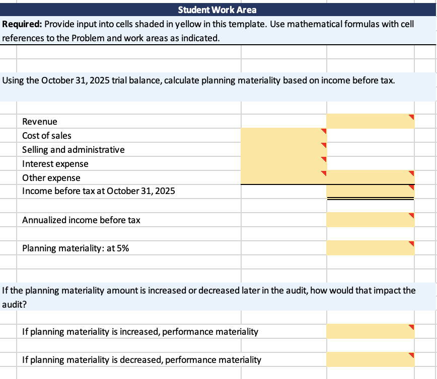 Solved Chapter 3 Cloud 9. Using Excel to Perform Materiality | Chegg.com