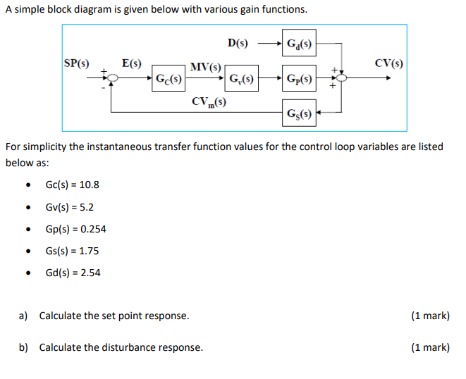 Solved A simple block diagram is given below with various | Chegg.com