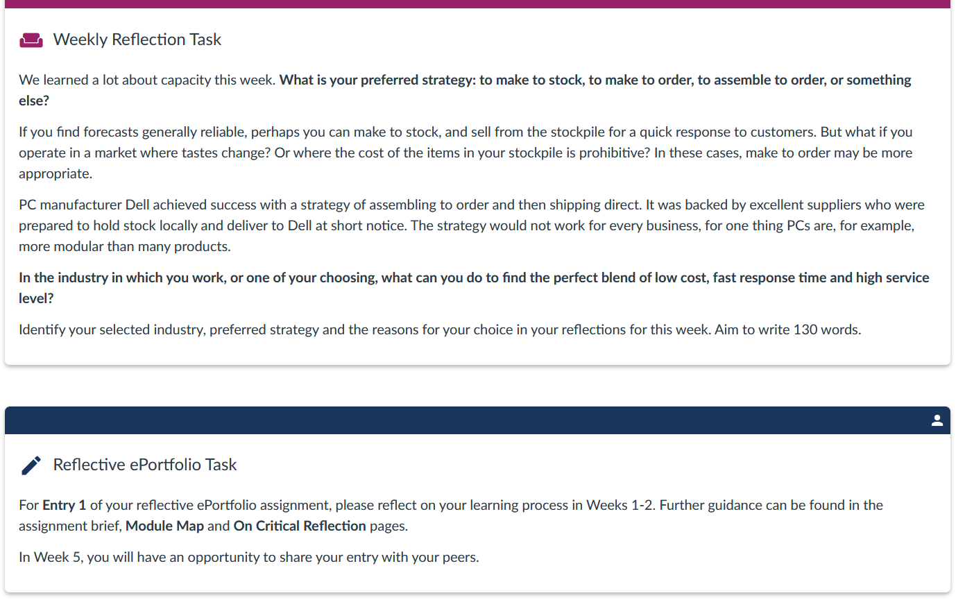 Solved Weekly Reflection Task We learned a lot about | Chegg.com