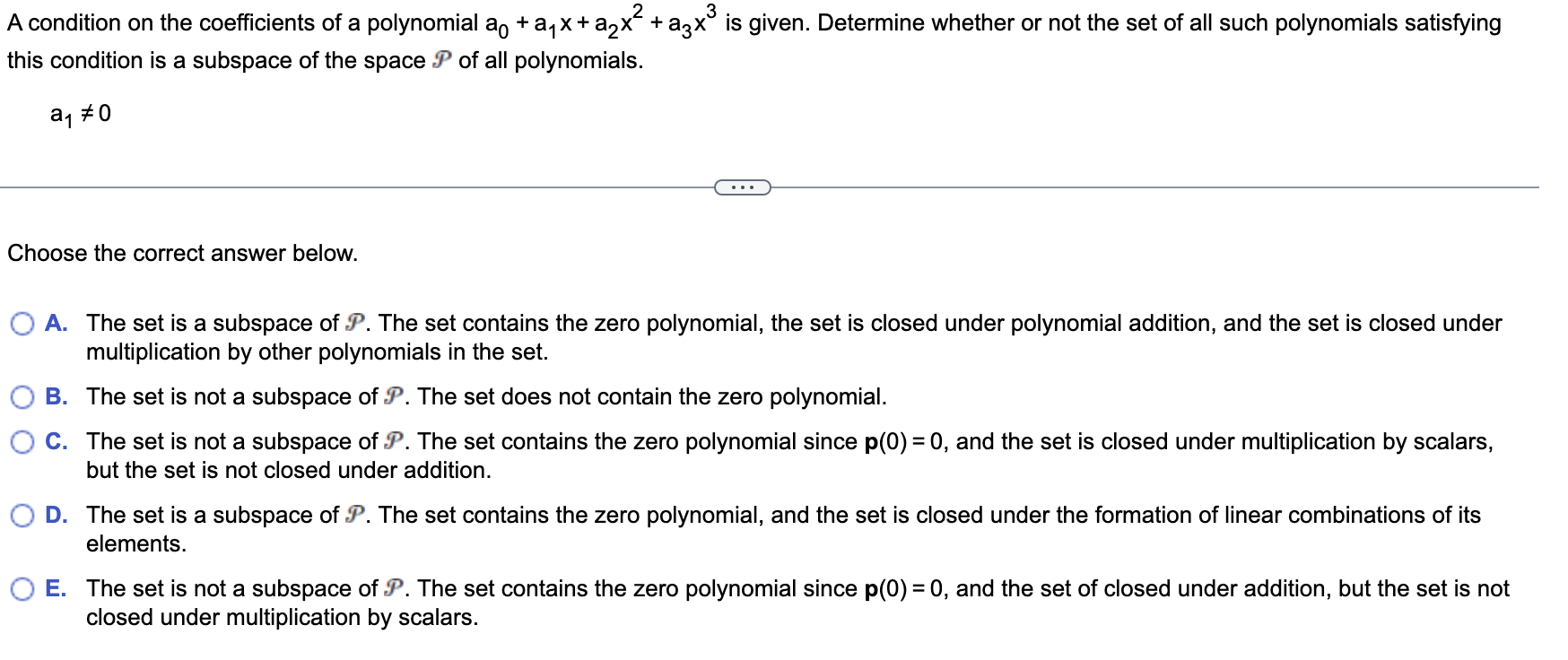 Solved A condition on the coefficients of a polynomial | Chegg.com