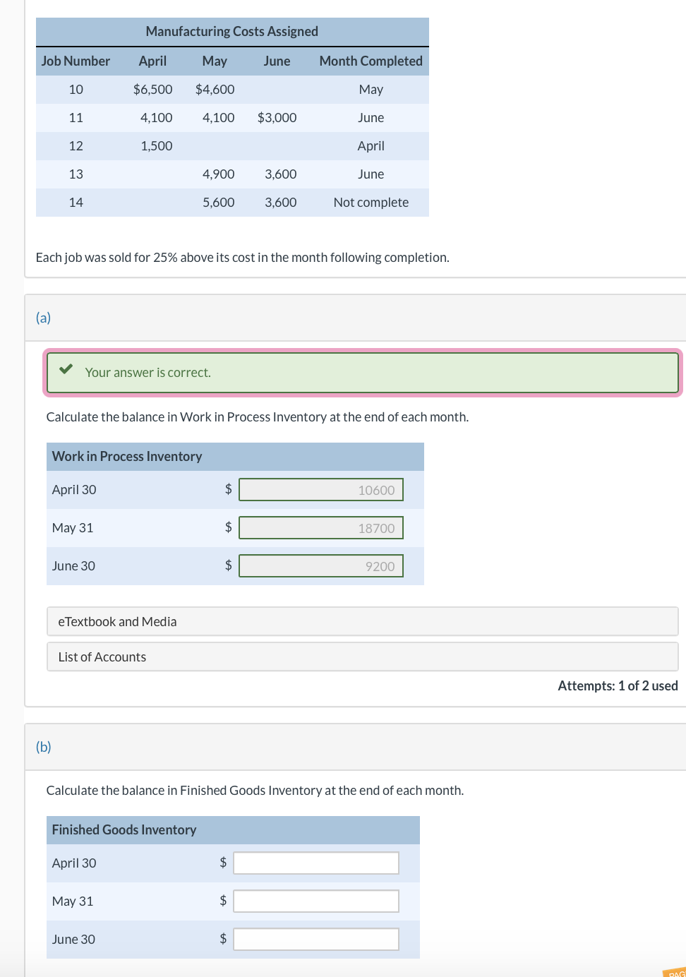 Solved Each job was sold for 25% above its cost in the month | Chegg.com