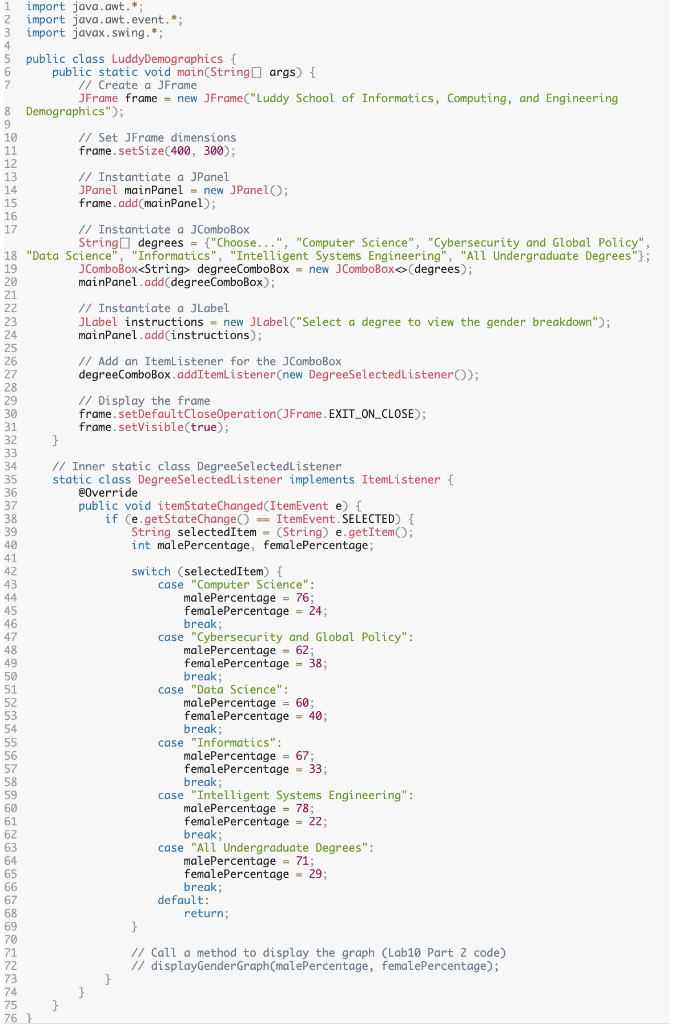 Solved Create a class LuddyDemographics that will hold your | Chegg.com