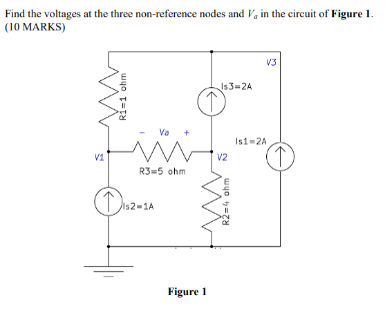 Solved Find the voltages at the three non-reference nodes | Chegg.com