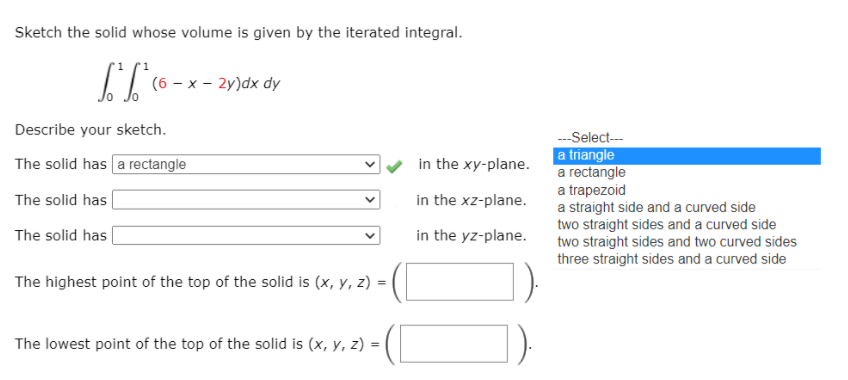 Solved Sketch the solid whose volume is given by the | Chegg.com