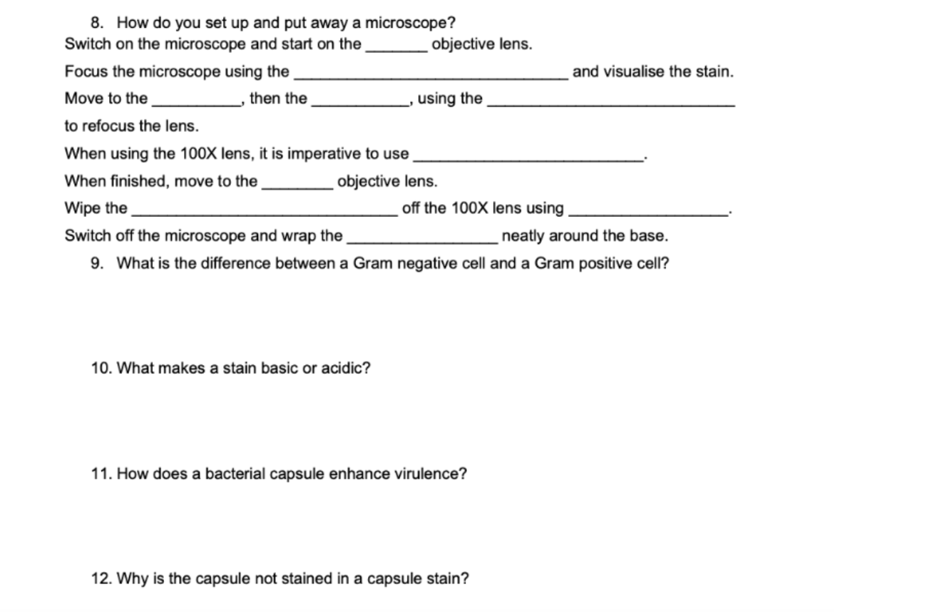 Solved 8. How do you set up and put away a microscope? | Chegg.com