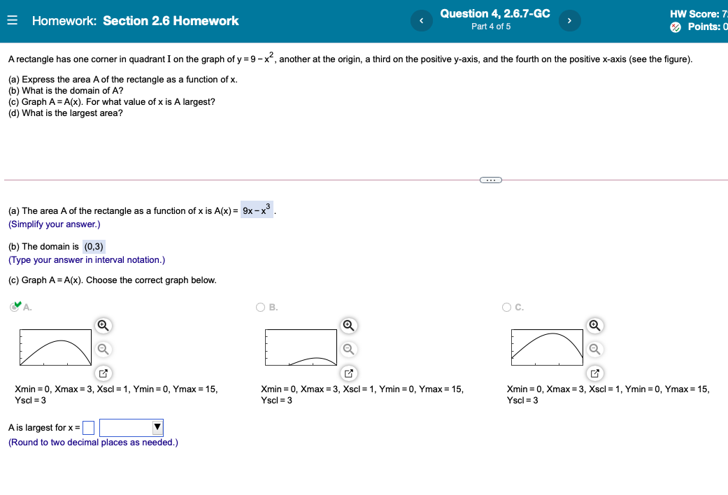 Solved = Homework: Section 2.6 Homework Question 4, 2.6.7-GC | Chegg.com