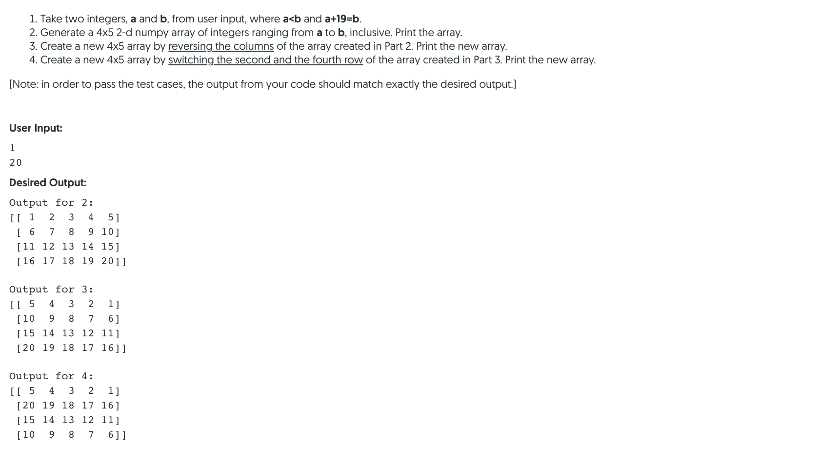 Solved 1. Take two integers, a and b, from user input, where | Chegg.com