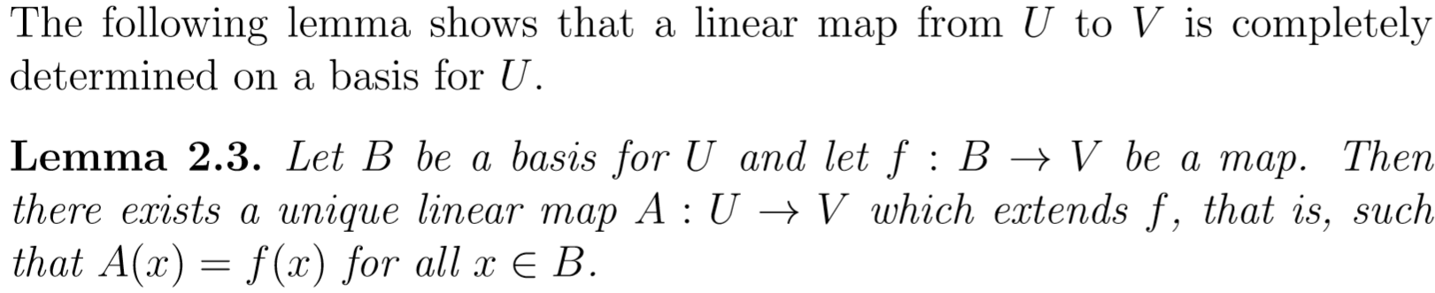Solved The following lemma shows that a linear map from U to | Chegg.com
