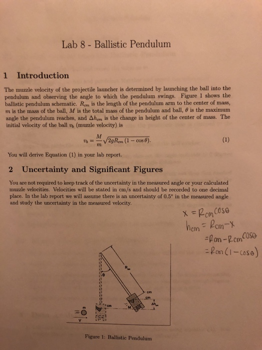 Solved Lab 8- Ballistic Pendulum 3. Is the loss of | Chegg.com
