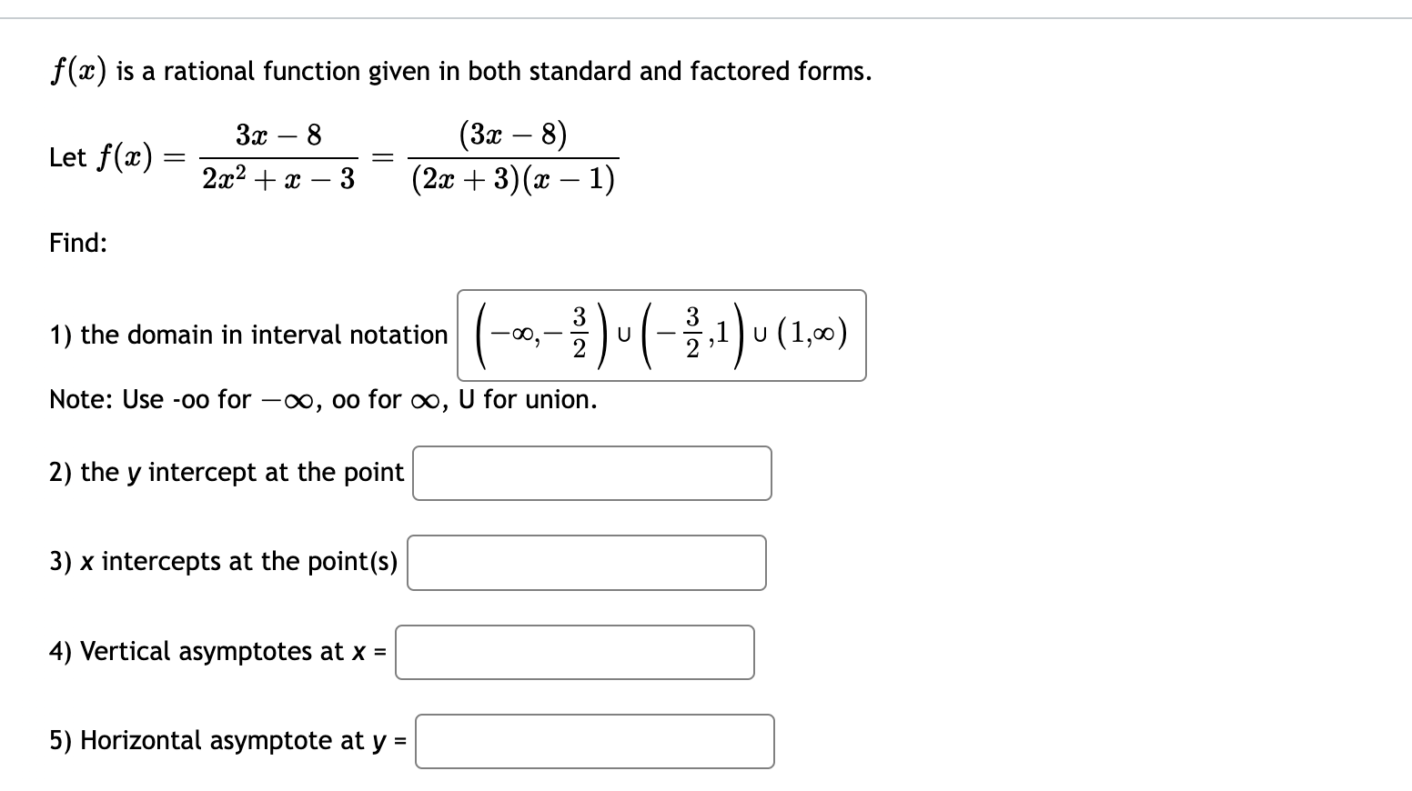 Solved f(x) is a rational function given in both standard | Chegg.com