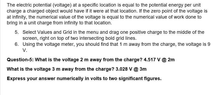 Solved The electric potential (voltage) ﻿at a specific | Chegg.com