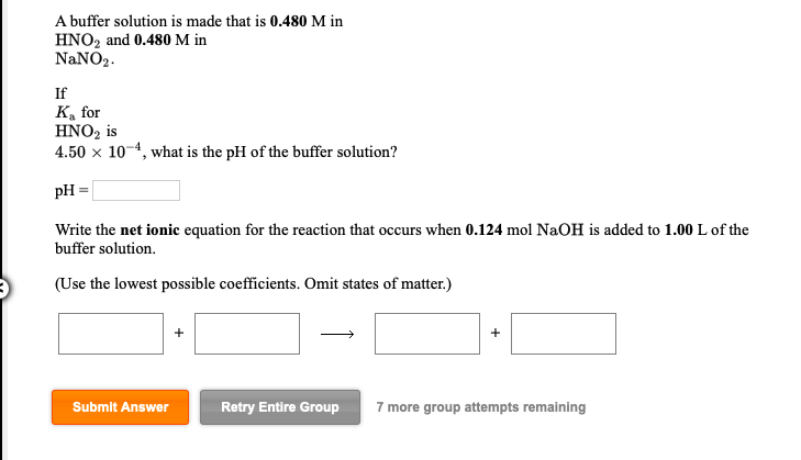 Solved A buffer solution is made that is 0.480 M in HNO2 and | Chegg.com