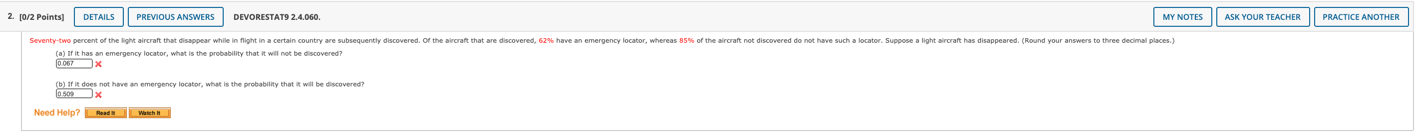 Solved 2. [0/2 points) DETAILS PREVIOUS ANSWERS DEVORESTAT9 | Chegg.com
