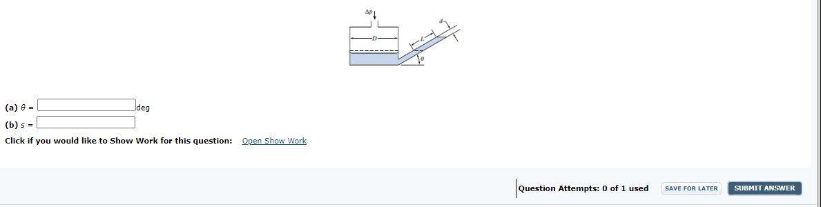 Solved The inclined-tube manometer shown has D = 77 mm and d | Chegg.com