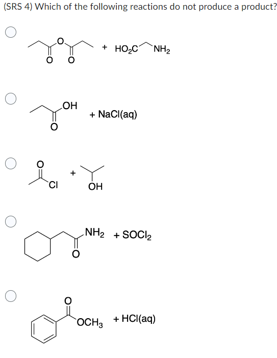 (SRS 4) Which of the following reactions do not | Chegg.com