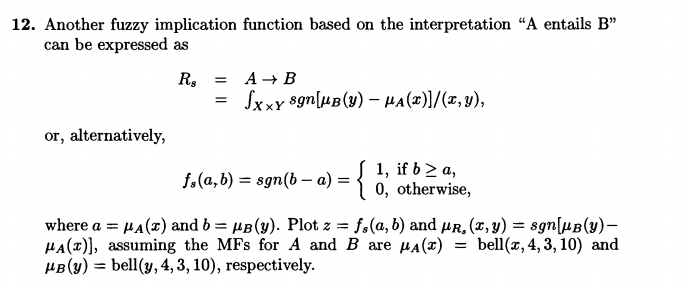 12. Another fuzzy implication function based on the | Chegg.com