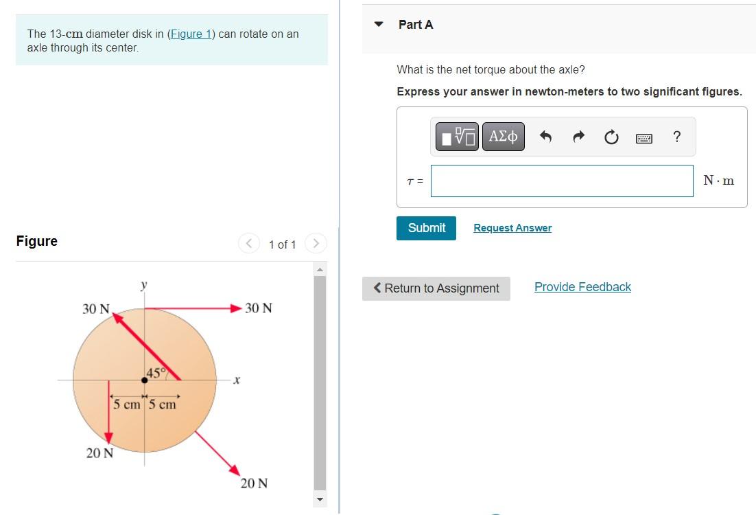 Solved The 13-cm diameter disk in (Figure 1) can rotate on | Chegg.com