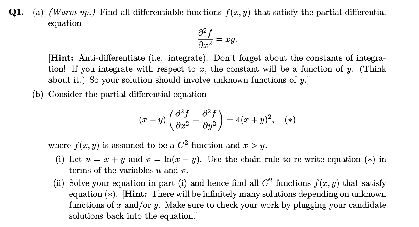 Solved (a) (Warm-up.) Find all differentiable functions | Chegg.com