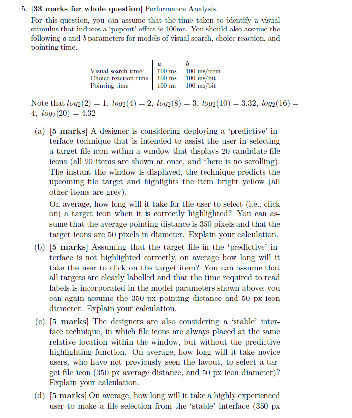 Solved [33 ﻿marks for whole question] ﻿Performance | Chegg.com
