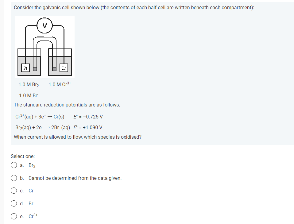 Solved Consider the galvanic cell shown below (the contents | Chegg.com