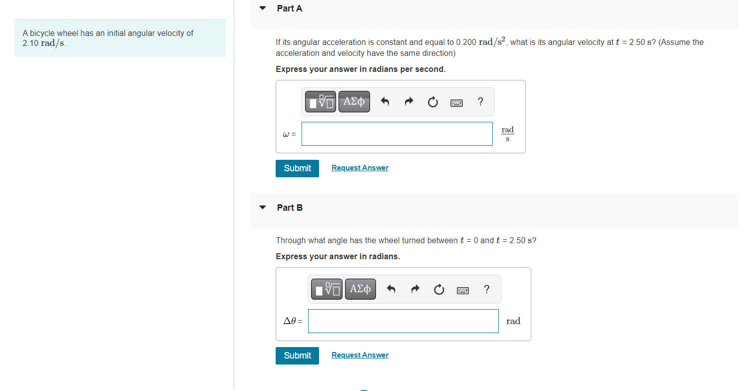 Solved A bicycle wheel has an initial angular velocity of | Chegg.com