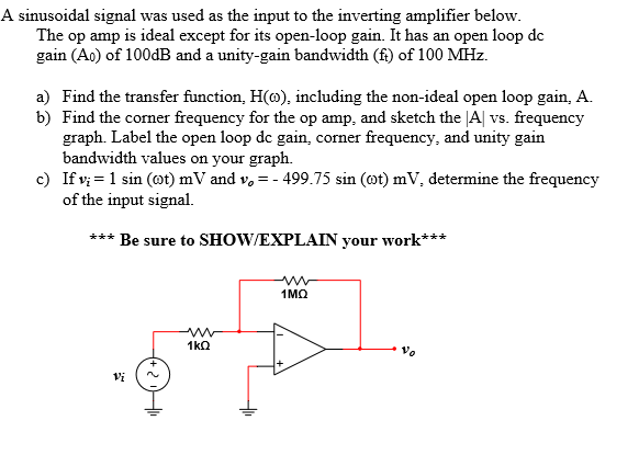 Solved A sinusoidal signal was used as the input to the | Chegg.com