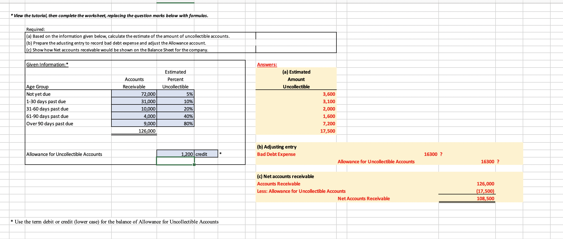 Solved * View the tutorial, then complete the worksheet, | Chegg.com