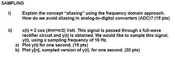Solved i) Explain the concept "aliasing" using the frequency | Chegg.com