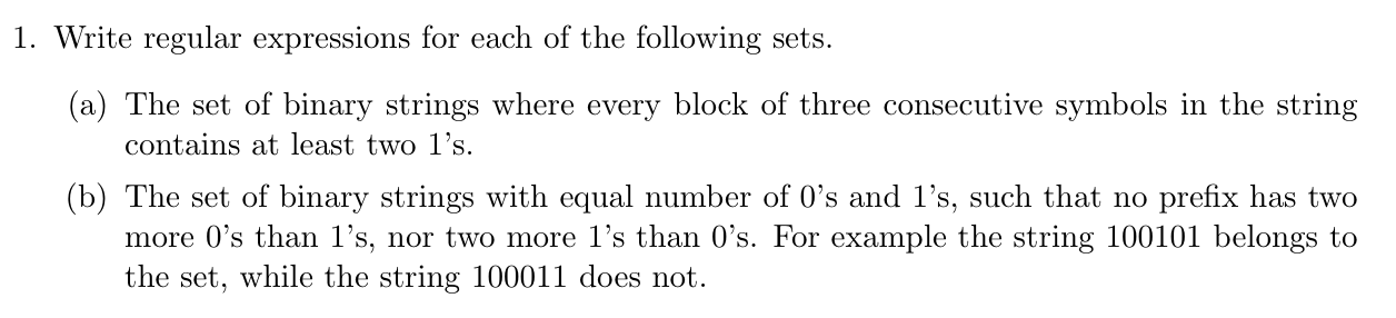 Solved 1 Write Regular Expressions For Each Of The 