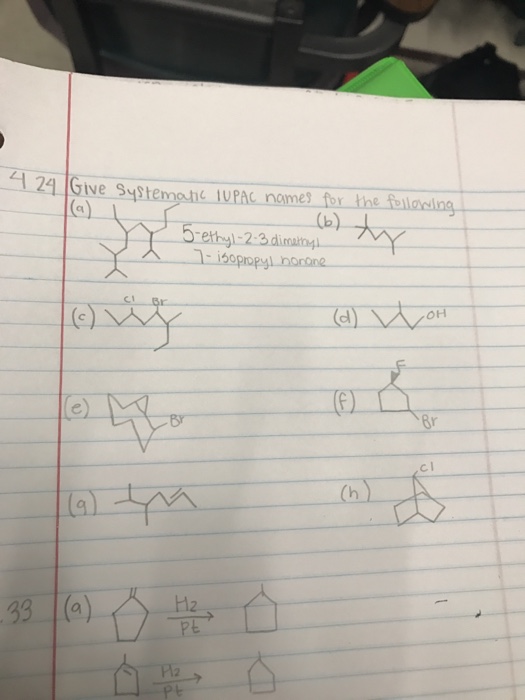 Solved Give systematic IUPAC names for the following | Chegg.com