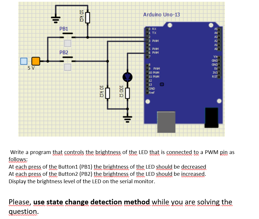 Solved Write a program that controls the brightness of the | Chegg.com