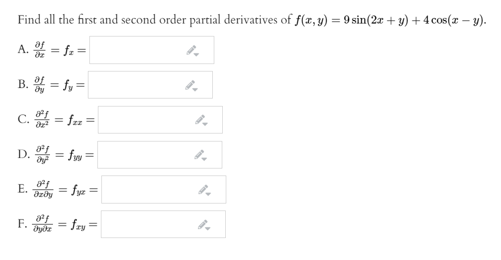 Solved Find all the first and second order partial | Chegg.com