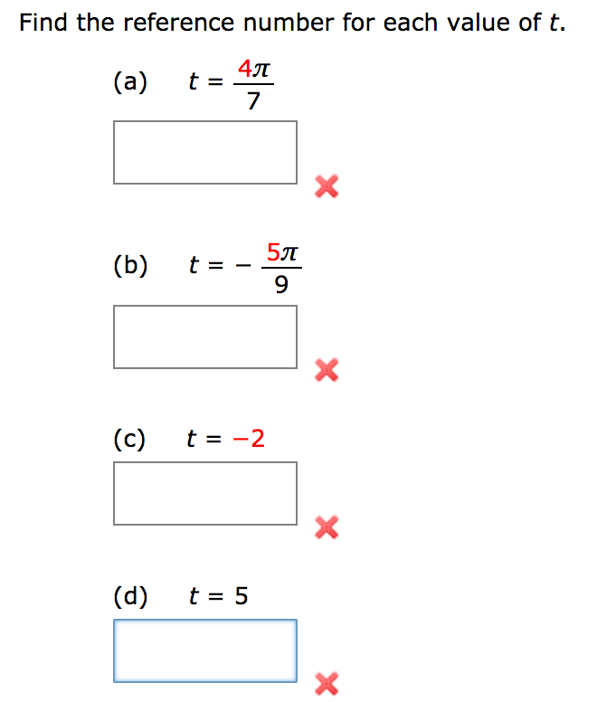 Solved Find the reference number for each value of t. (a) t= | Chegg.com