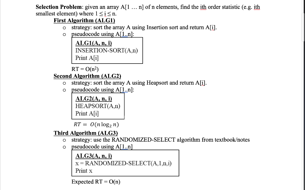 Algorithms ALG1, ALG2, and ALG3 are to be implemented | Chegg.com