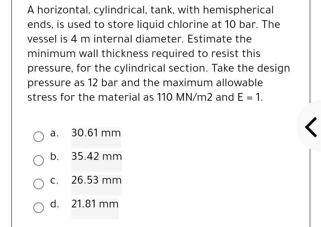 Solved A horizontal, cylindrical, tank, with hemispherical | Chegg.com