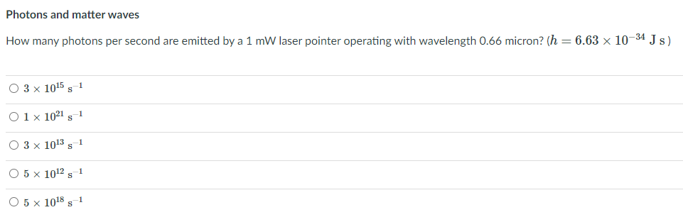 Solved Photons and matter waves How many photons per second | Chegg.com