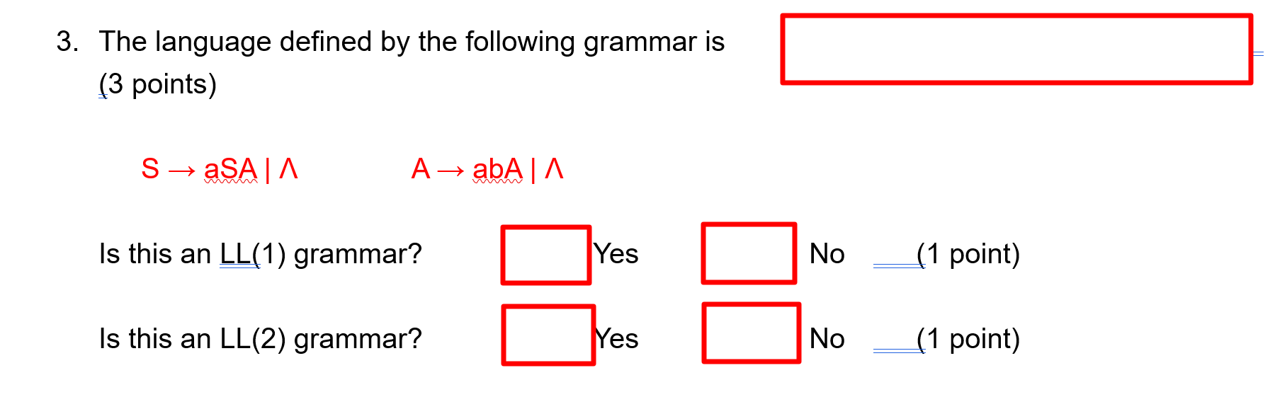 Solved 3. The language defined by the following grammar is | Chegg.com