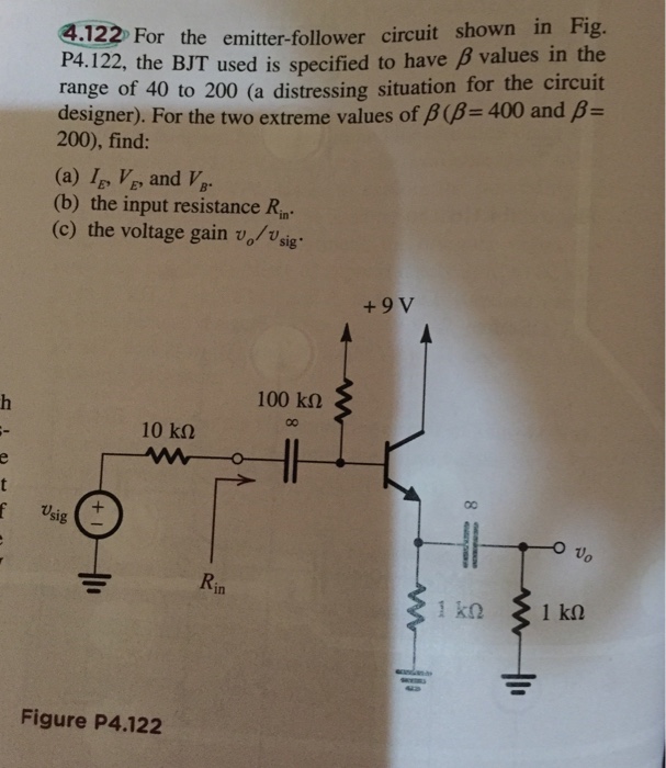 Solved 2 For the emitter-follower circuit shown in Fig. | Chegg.com