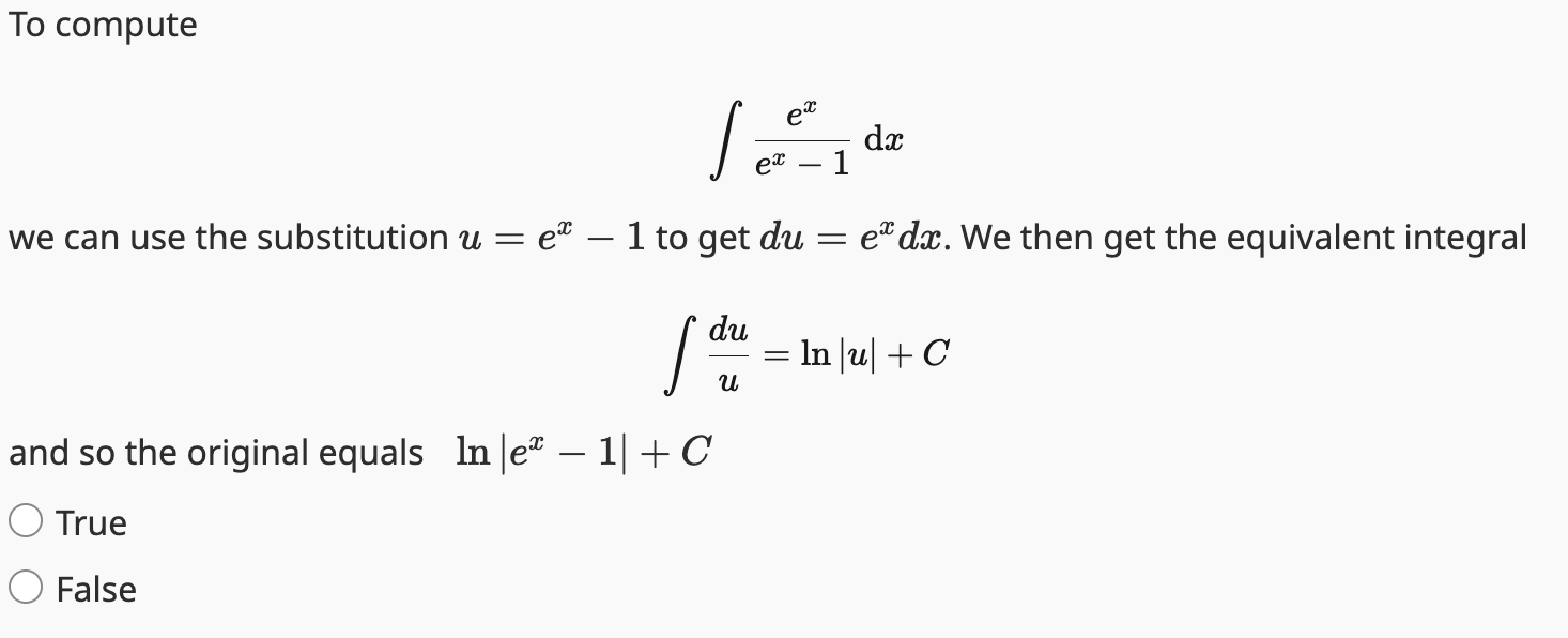 Solved To compute∫﻿﻿exex-1dxwe can use the substitution | Chegg.com